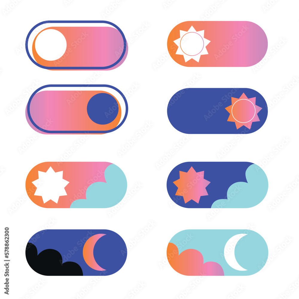 Vetor Day and Night Mode Switcher for Phone Screens. Vector. Light and ...