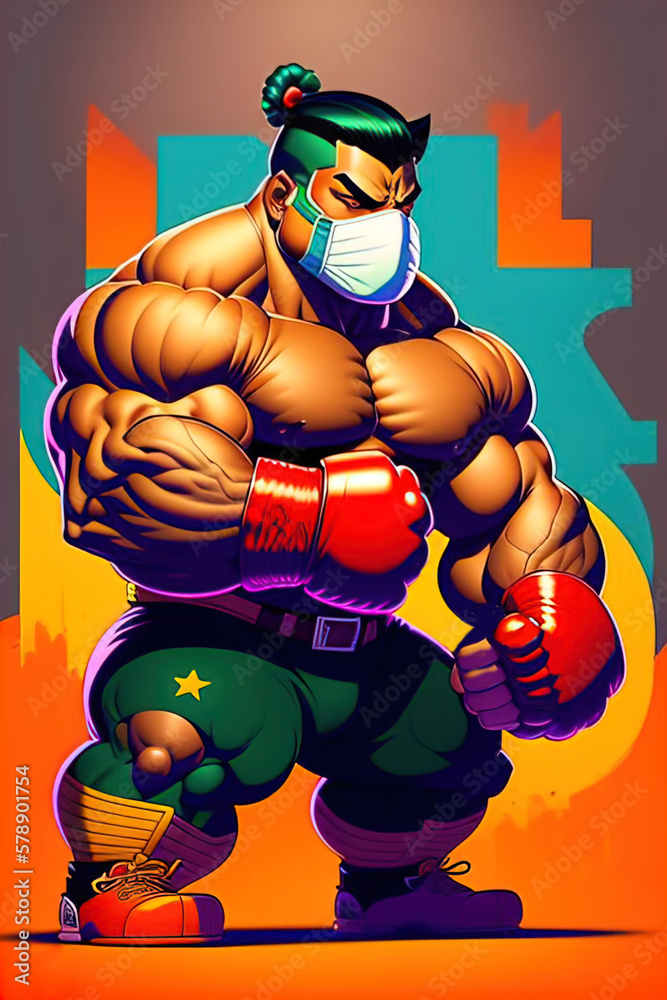 Superhero with mask, Wrestler, Boxer with mask, Colorful westler ...