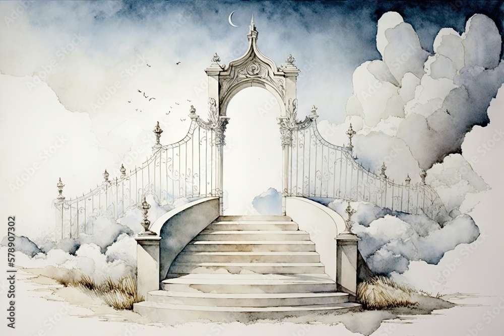 Conceptual drawing done in pencil and watercolors, showing the pearly ...