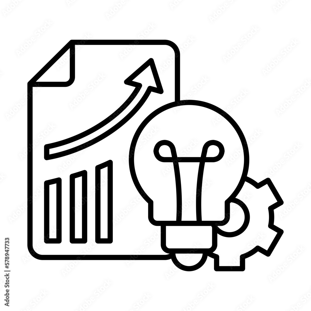 Business icons depicting company progress records, bright ideas and ...