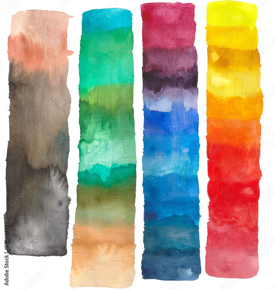 Watercolor spectrum, color spread swatch, color test, comparing between ...