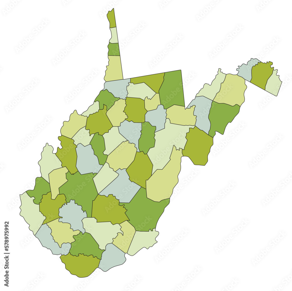 Highly detailed editable political map with separated layers. West ...