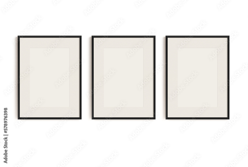 Black Thin Frame Set Mockup with Border Gallery Wall Mock Up Poster ...