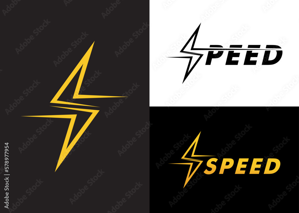 Speed with lightning Logo vector, Thunderbolts logo vector Stock Vector ...