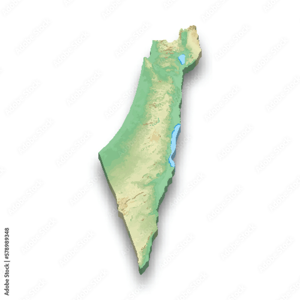 3d isometric relief map of Israel Stock Vector | Adobe Stock