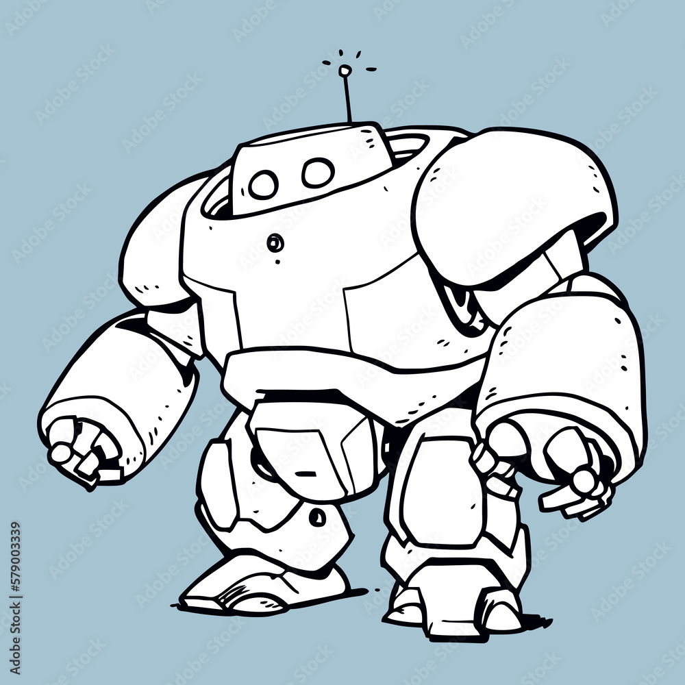 AI. Artificial Intelligence robot, hand-drawn sketch-style vector Stock ...