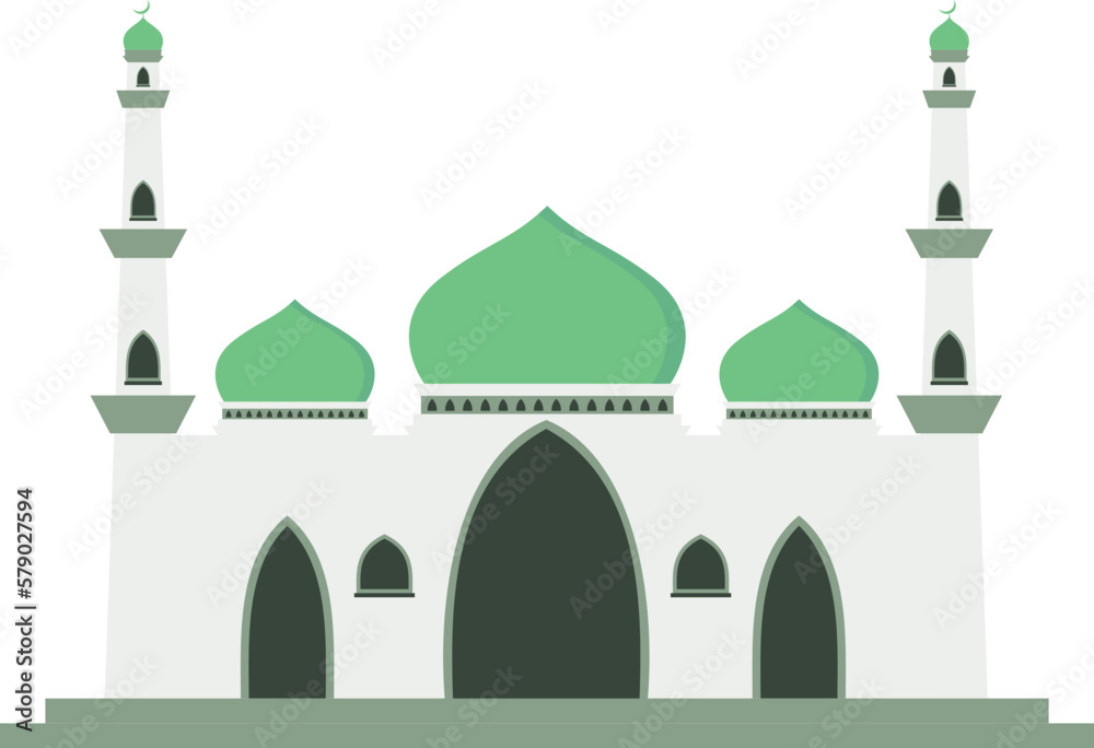Simple modern minimalist islamic mosque building flat vector ...