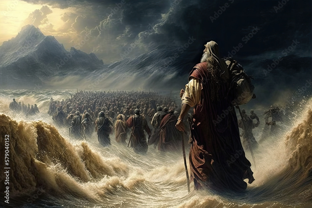Divine Intervention: How Moses Split the Red Sea Stock Illustration ...