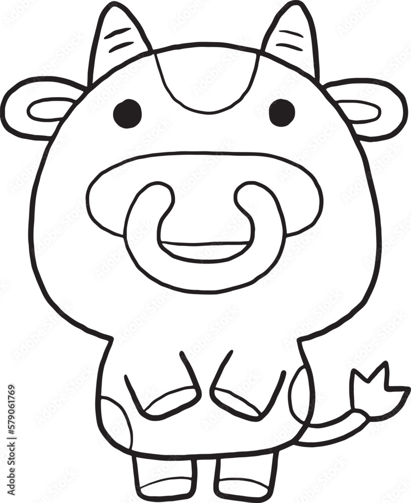 cow cartoon doodle kawaii anime coloring page cute illustration drawing ...
