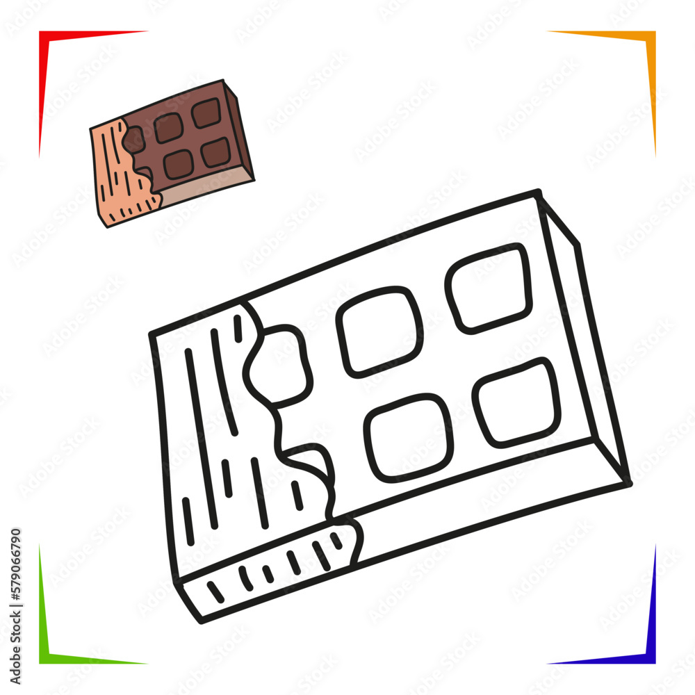 Vetor Chocolate Coloring Page. Vector Educational worksheet colored by ...