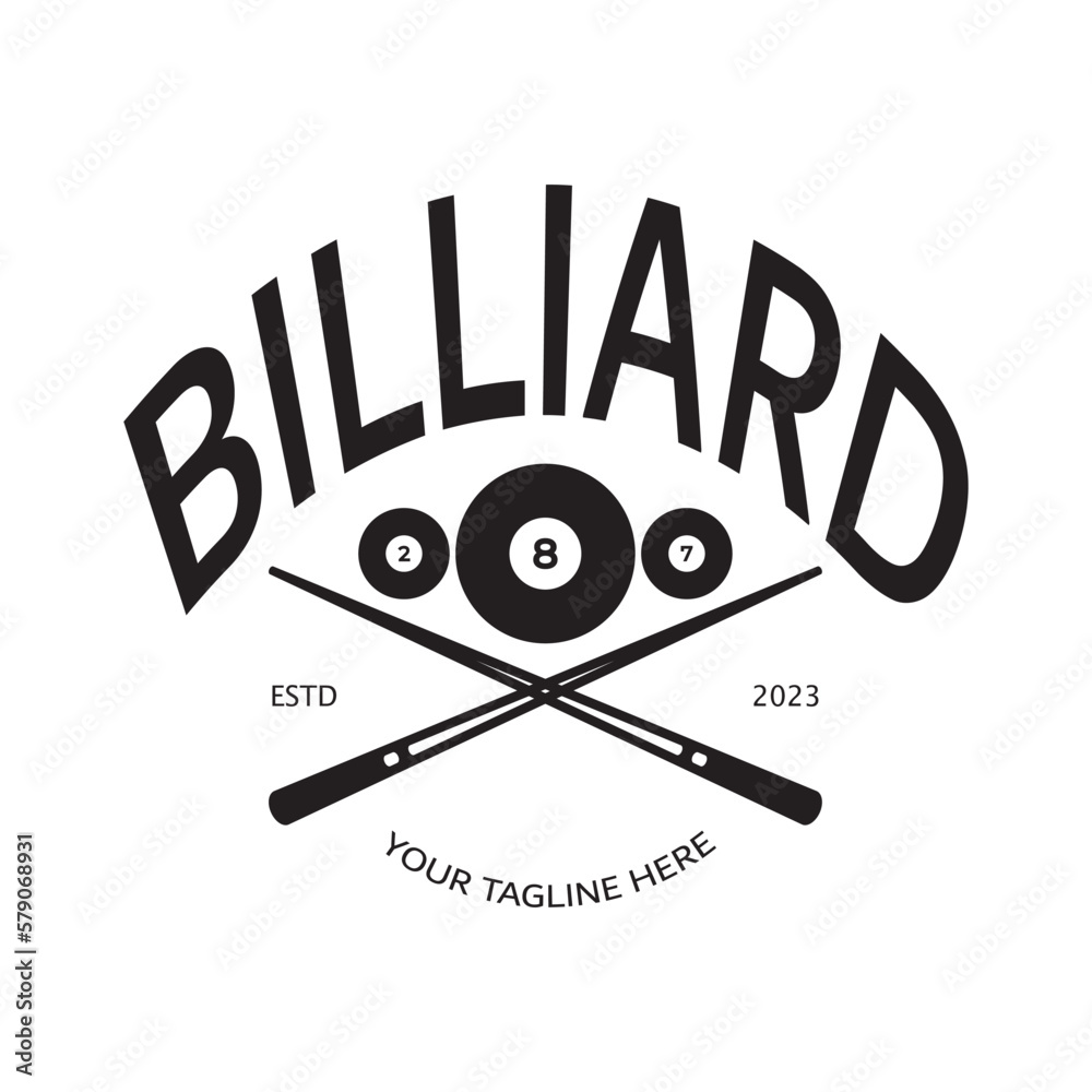 simple billiards logo template illustration with billiard balls and ...