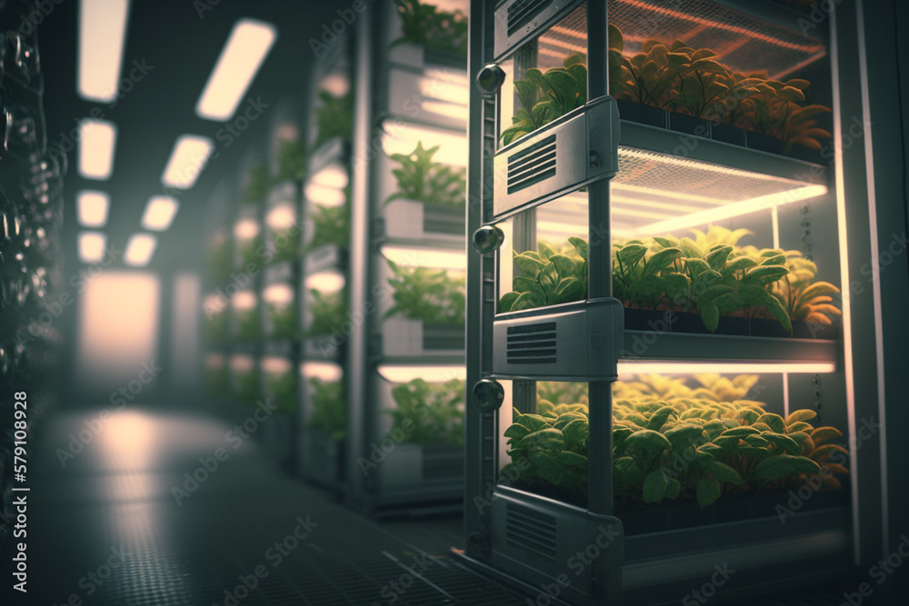 vertical farm, created by a neural network, Generative AI technology ...