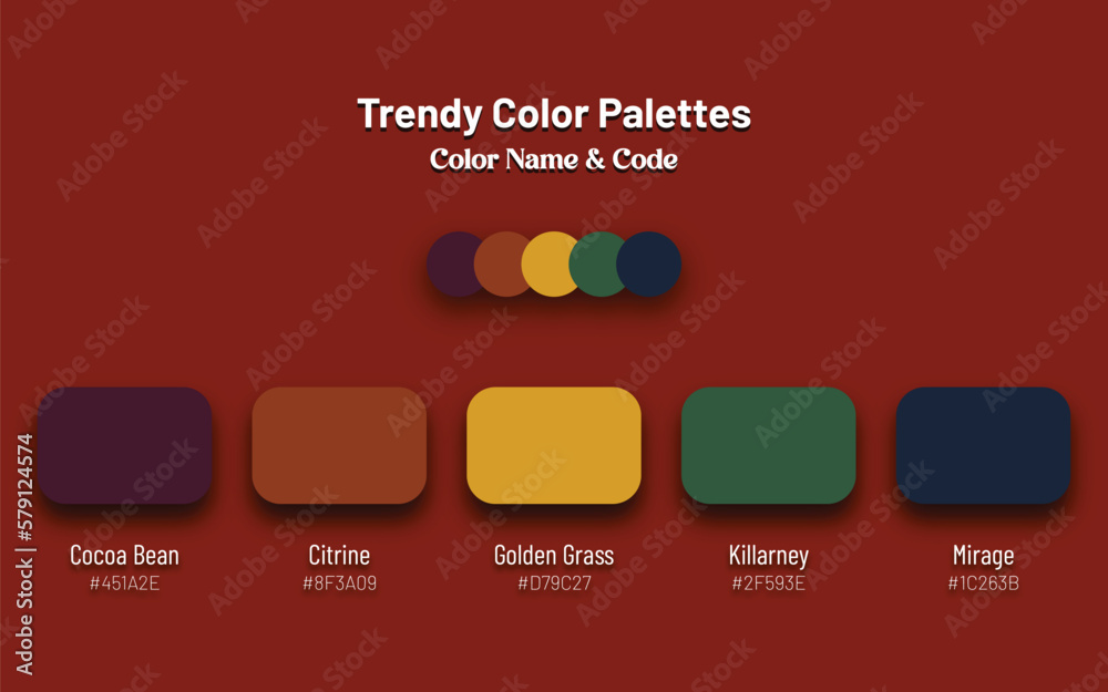 Abstract trendy color palettes set, color name with code, background ...