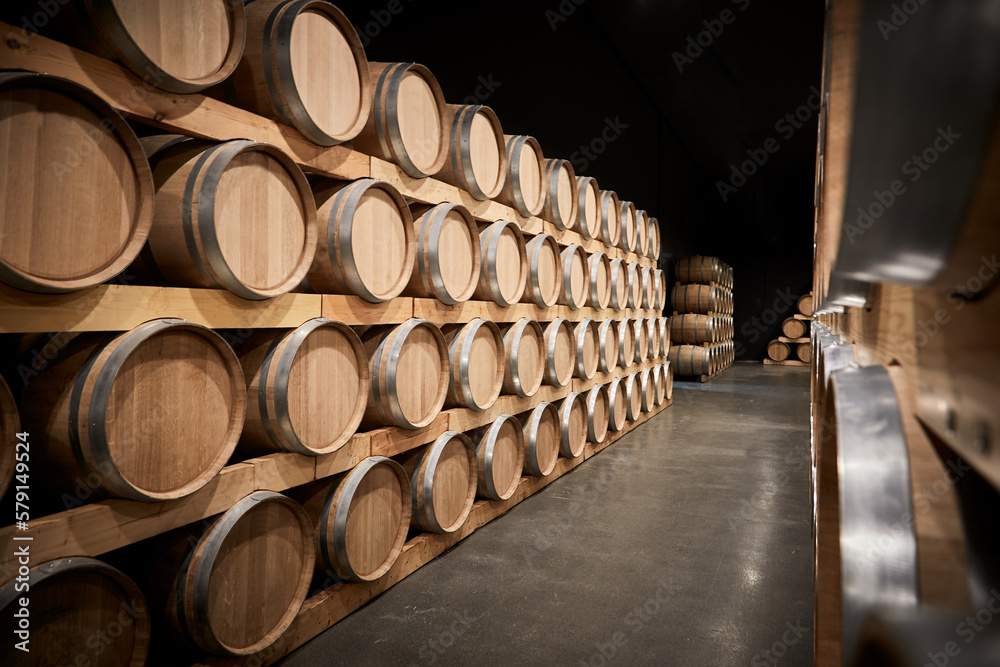 barricas, bodega, depósito, almacén, subsuelo, vinos, roble, reserva ...