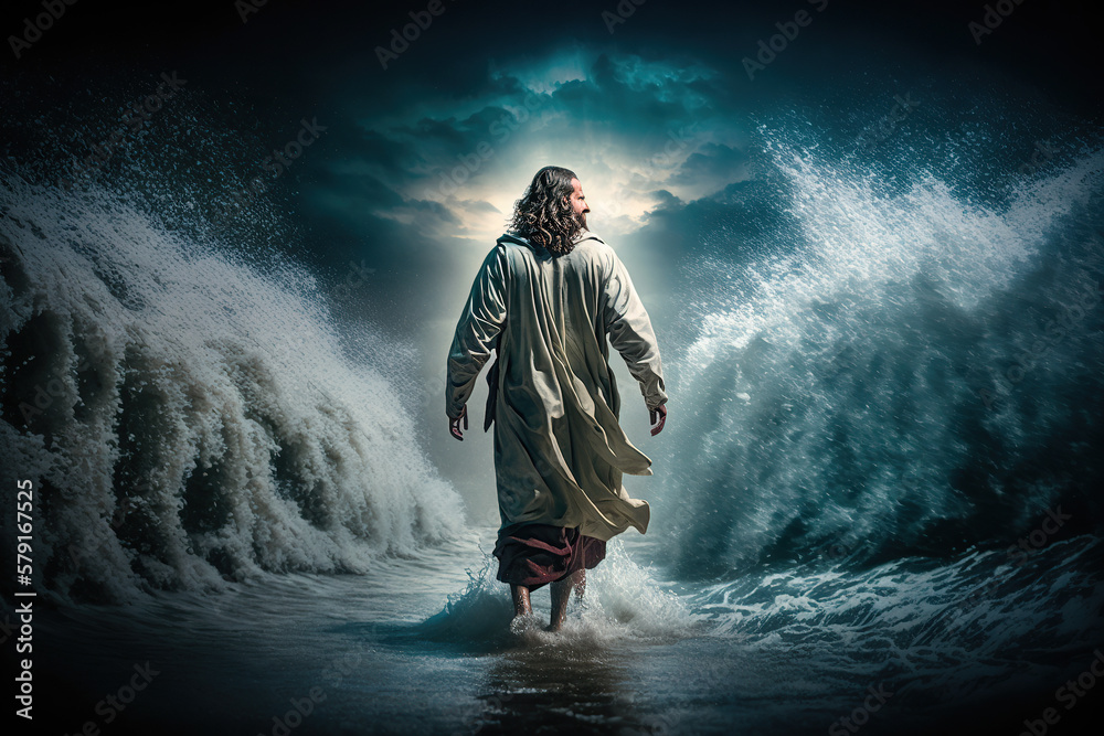 Experience the Miracle of Jesus Walking on Water. Background 4k ...