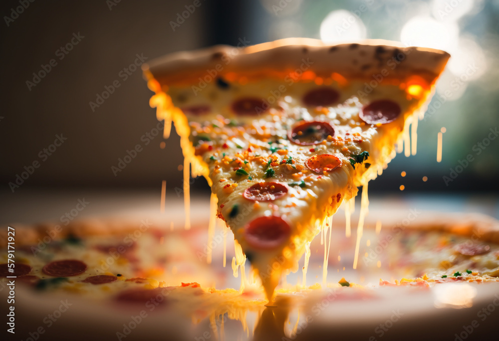 Ai-Generated Supreme Pizza Slice: A Deliciously Realistic Render of Hot, Juicy, Crispy ...