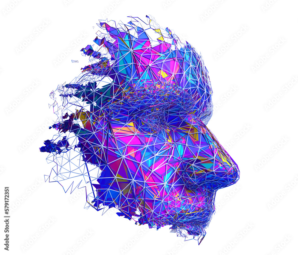 Abstract colorful face, 3d render Stock Illustration | Adobe Stock