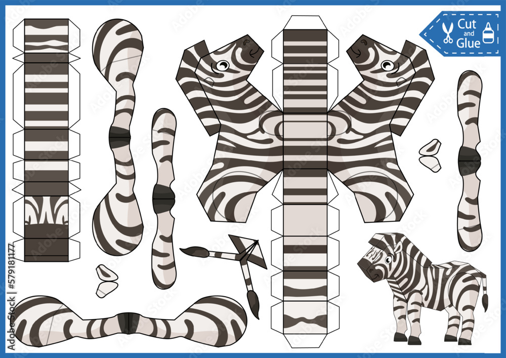 Vector de Stock Kids craft game. Activity education page cut and glue ...