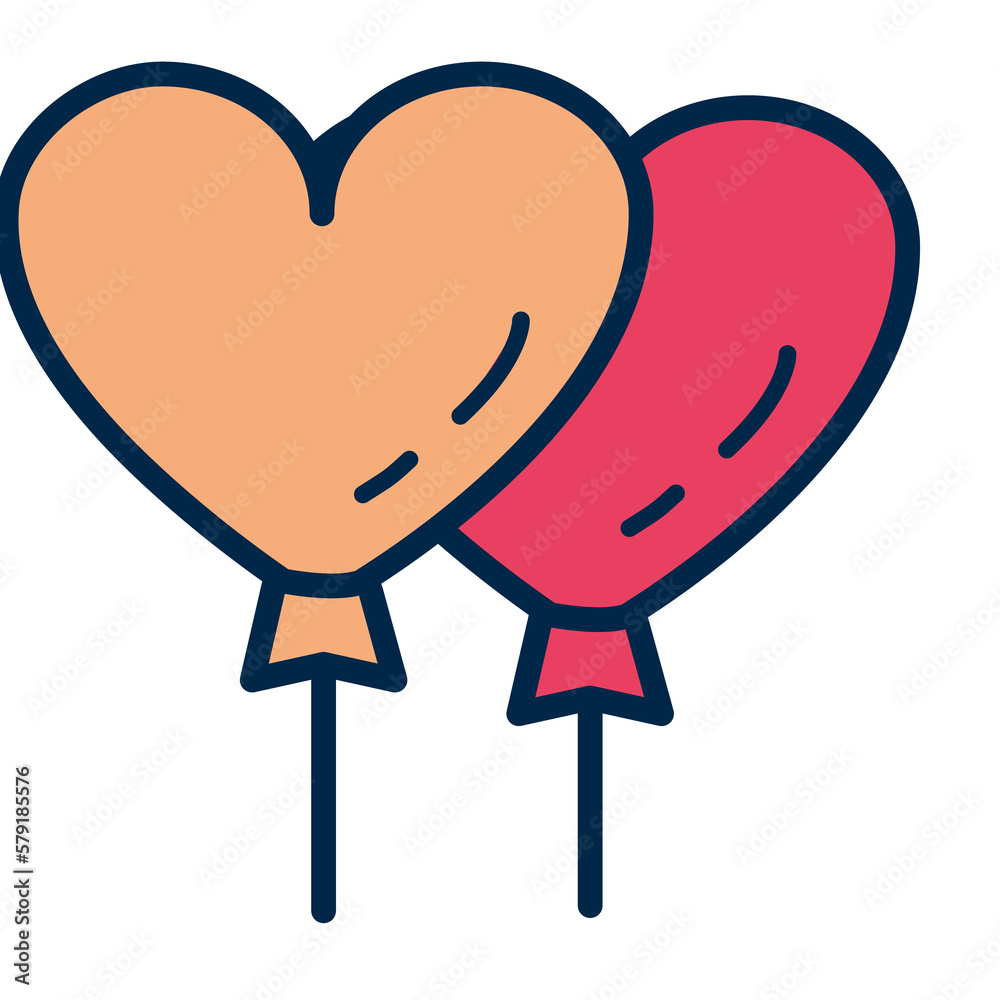 Heart shaped balloons icon png image with transparent background Stock ...