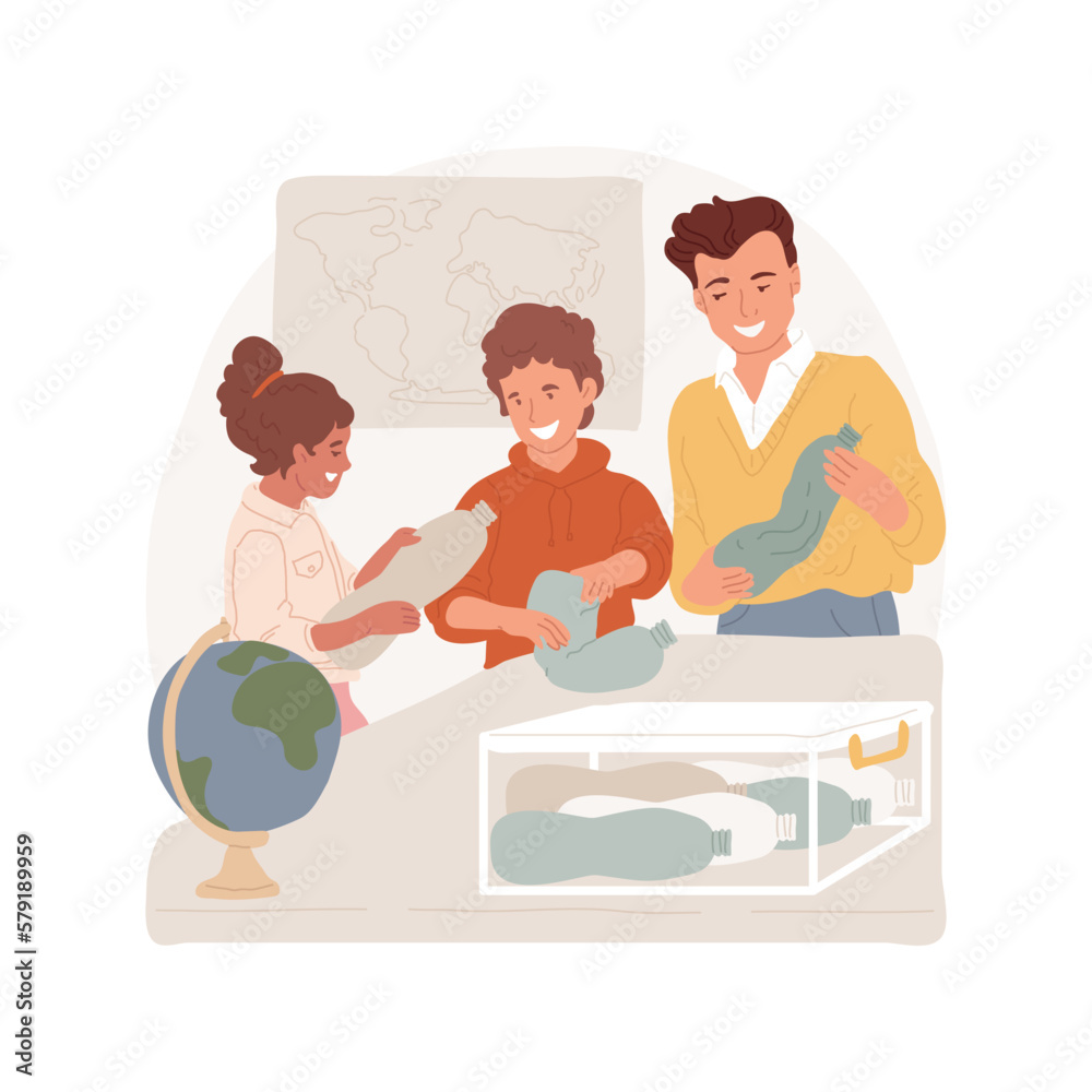Waste sorting lesson isolated cartoon vector illustration. People ...