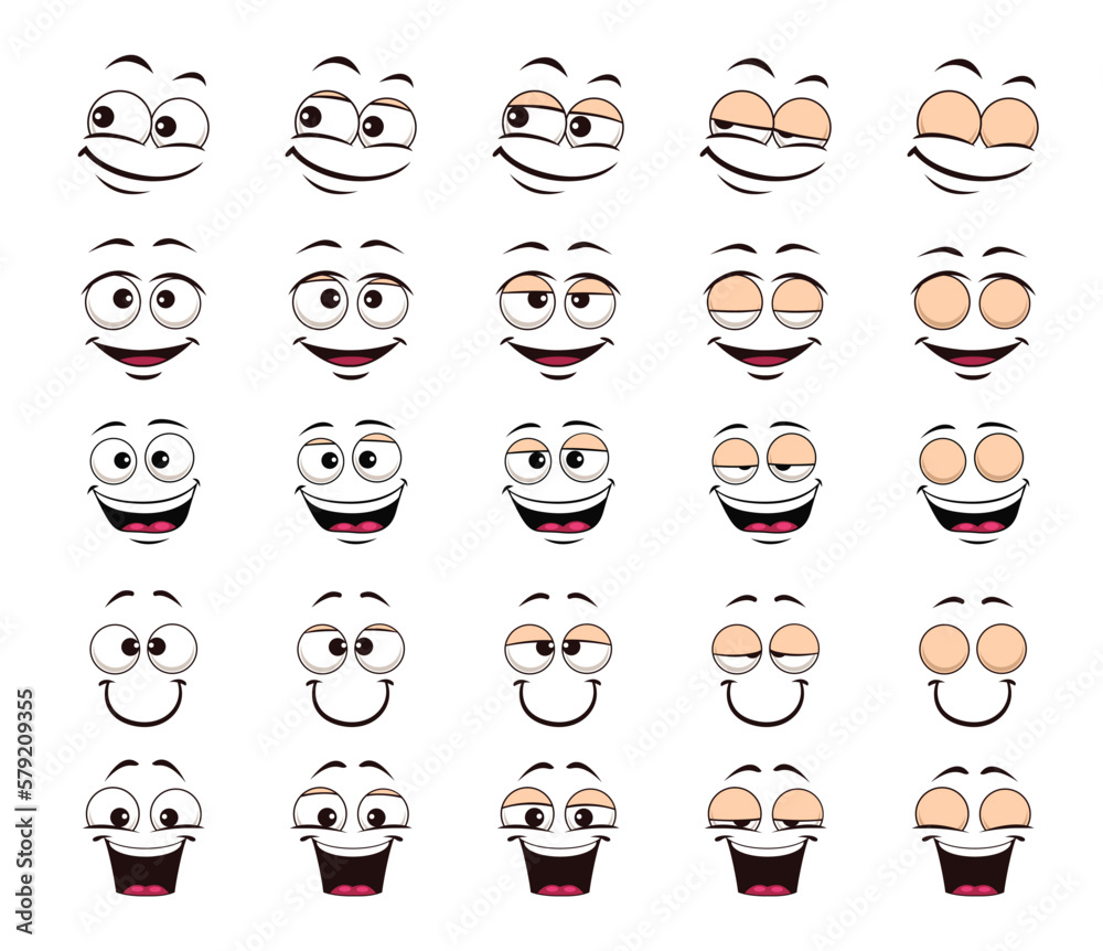 Стоковое векторное изображение «Cartoon laugh giggle faces and blink ...