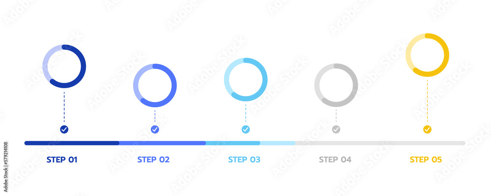 Infographic template for business. 5 Steps Modern Timeline diagram ...