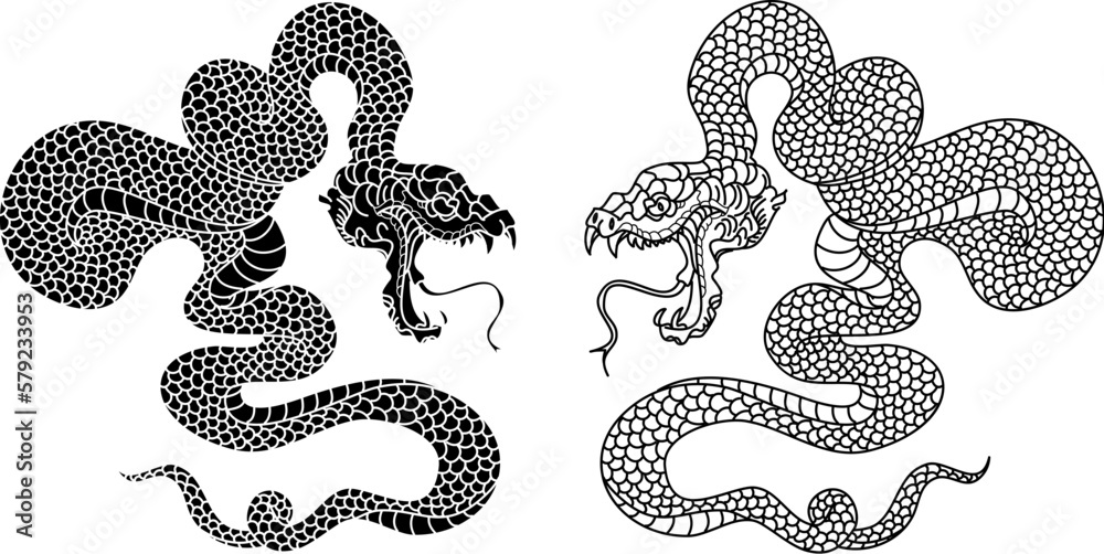 snake cobra tattoo style Cobra vector. king Cobra snake with mouth open ...