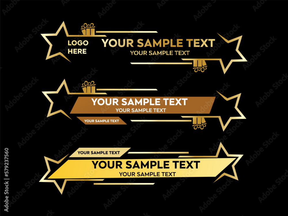 Lower third vector design with Gold Star With Gift box overlay strip ...