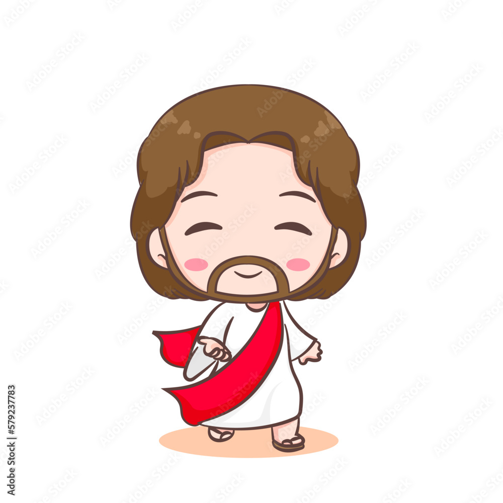 Cute Jesus Christ cartoon character. Hand drawn Chibi character, clip ...