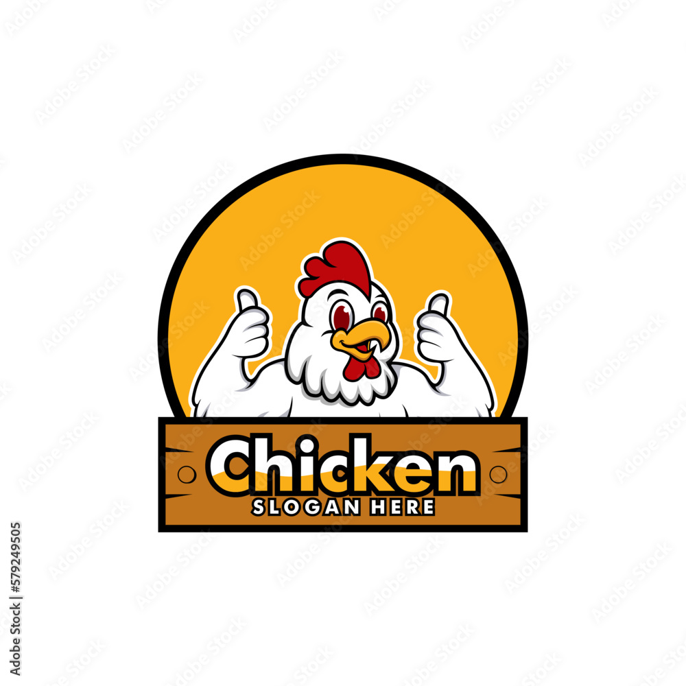 Chicken Logo Cartoon Character. A funny Cartoon Rooster chicken giving ...