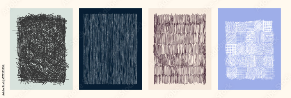 Vetor Set of vector ink hand drawn hatch texture. Rough hatching ...