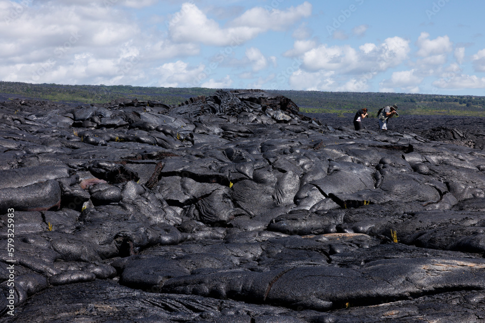 Texturas de los campos de lava en la isla grande de Hawaii. Stock Photo ...