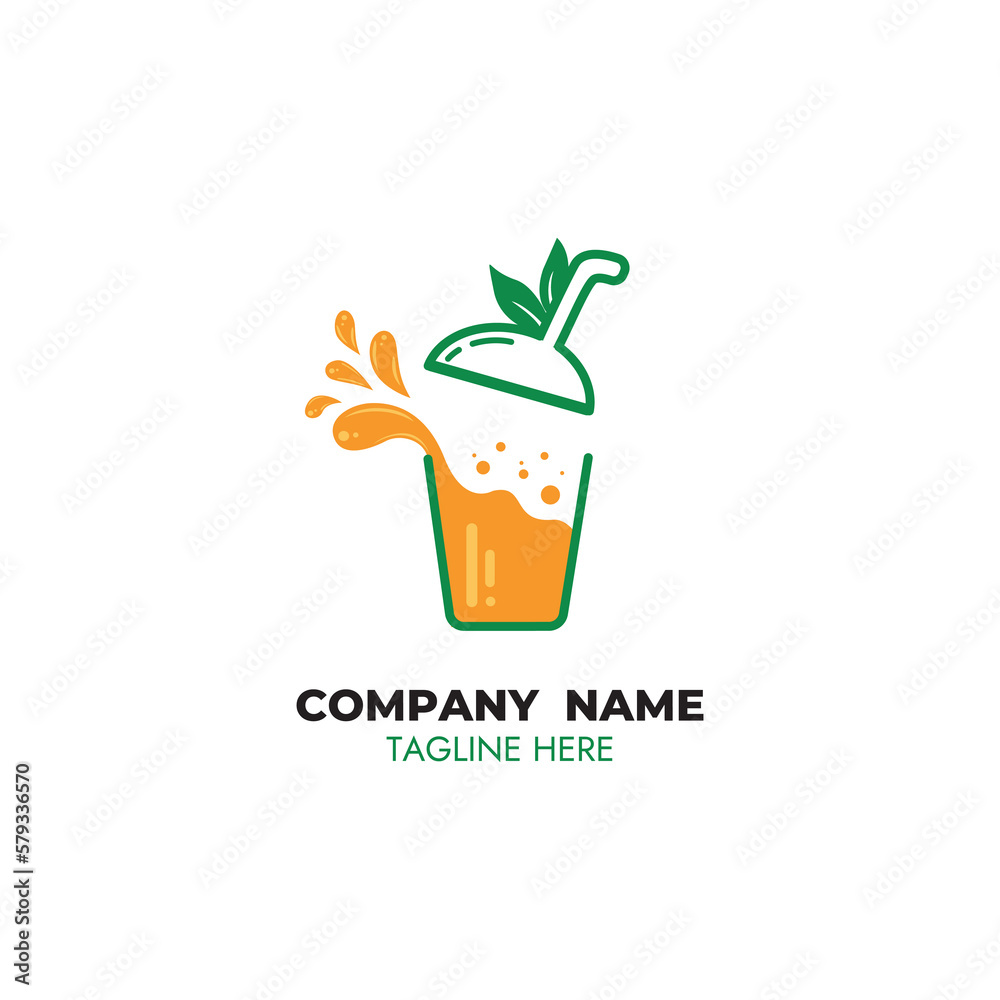 Fresh fruit juice logo in cup vector illustration. Drink concept logo ...