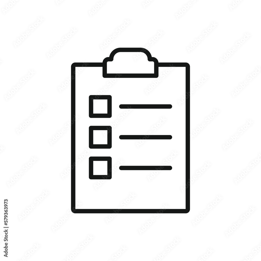 Editable Icon of Checkbox Clipboard, Vector illustration isolated on ...