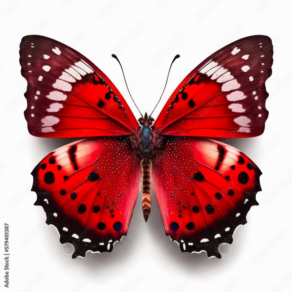 Beautiful red butterfly, top view. Watercolor illustration of a scarlet ...