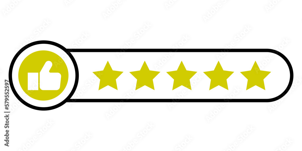 Five Star Rating with thumbs up icon. Rating stars badges customer ...