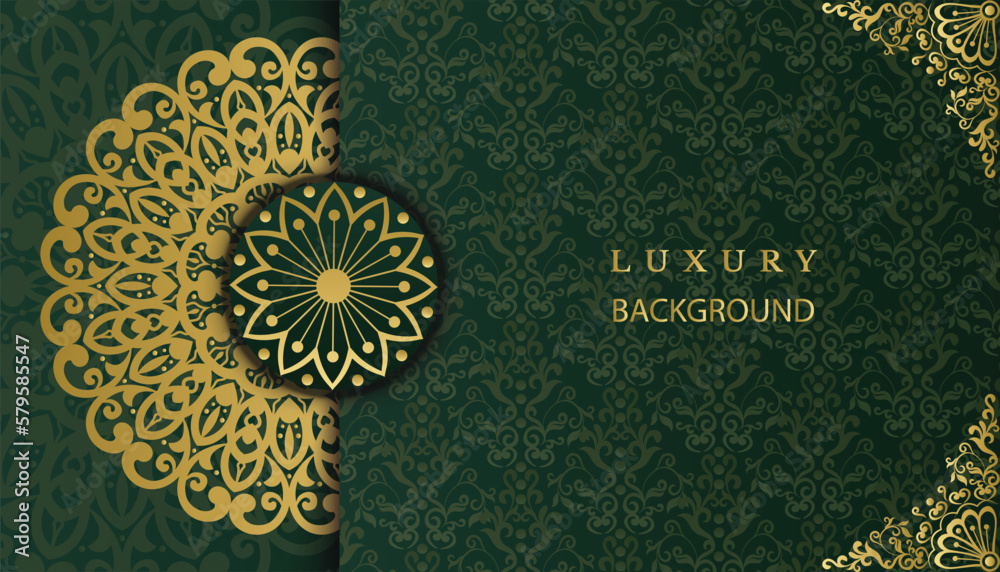 Arabesque style decorative golden mandala background. Ornamental floral ...
