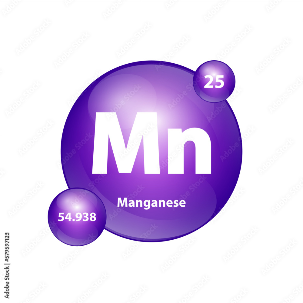 Manganese (Mn) icon structure chemical element round shape circle ...