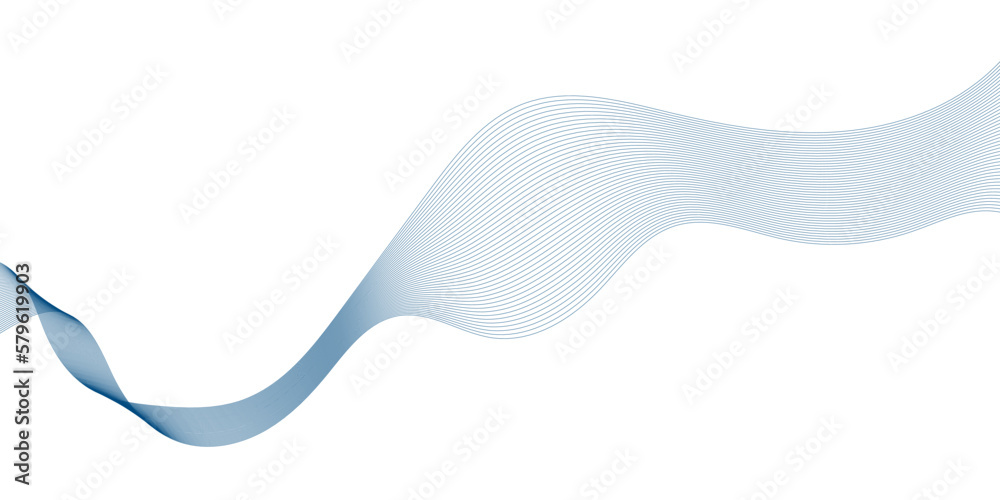 Abstract blue blend wave lines on transparent background. Modern blue ...