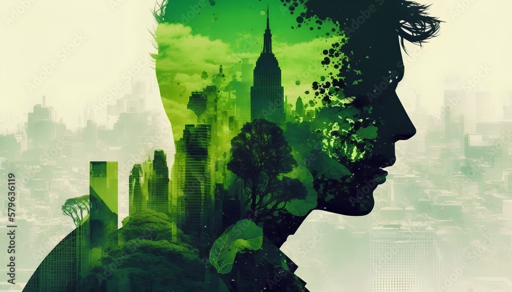 Sustainable environment concept. The image depicts human thinking ...