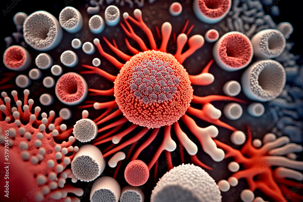 generative ai illustration of cells, viruses, bacteria and micro ...