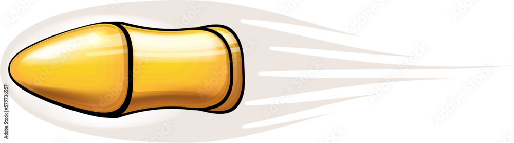 Cartoon golden vector bullet. Gun bullet clip art isolated on white ...