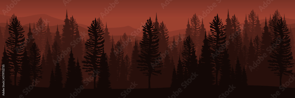 pine tree silhouette flat design vector banner template good for web ...