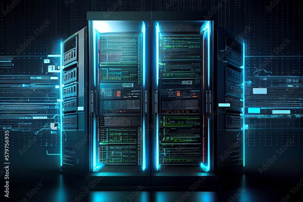 Server Racks In Cloud Data Center With Database Hardware And Cluster ...