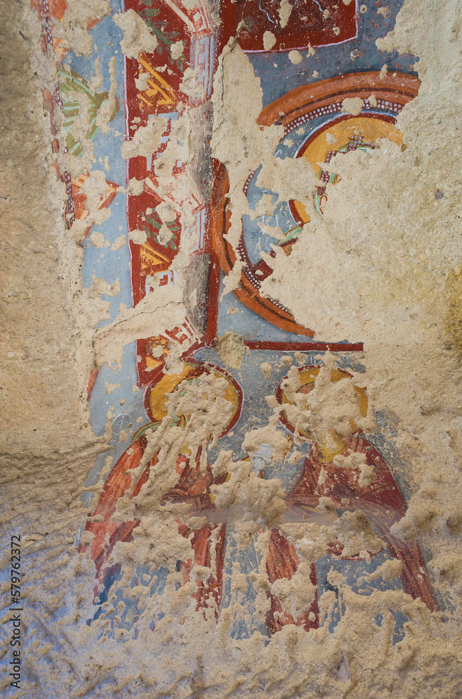 Foto de Stock Remains of an early Orthodox fresco on the wall of an ...