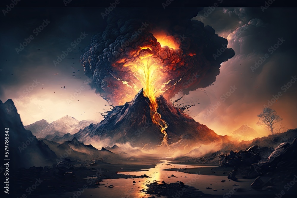 Ilustración de Stock The Eerie Wonder of a Super Volcano's Dark ...