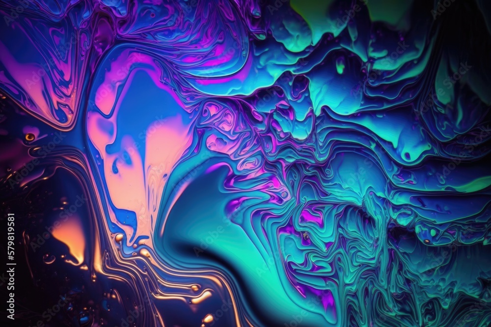 Abstract neon liquid wavy background. Liquid art, marbling texture ...