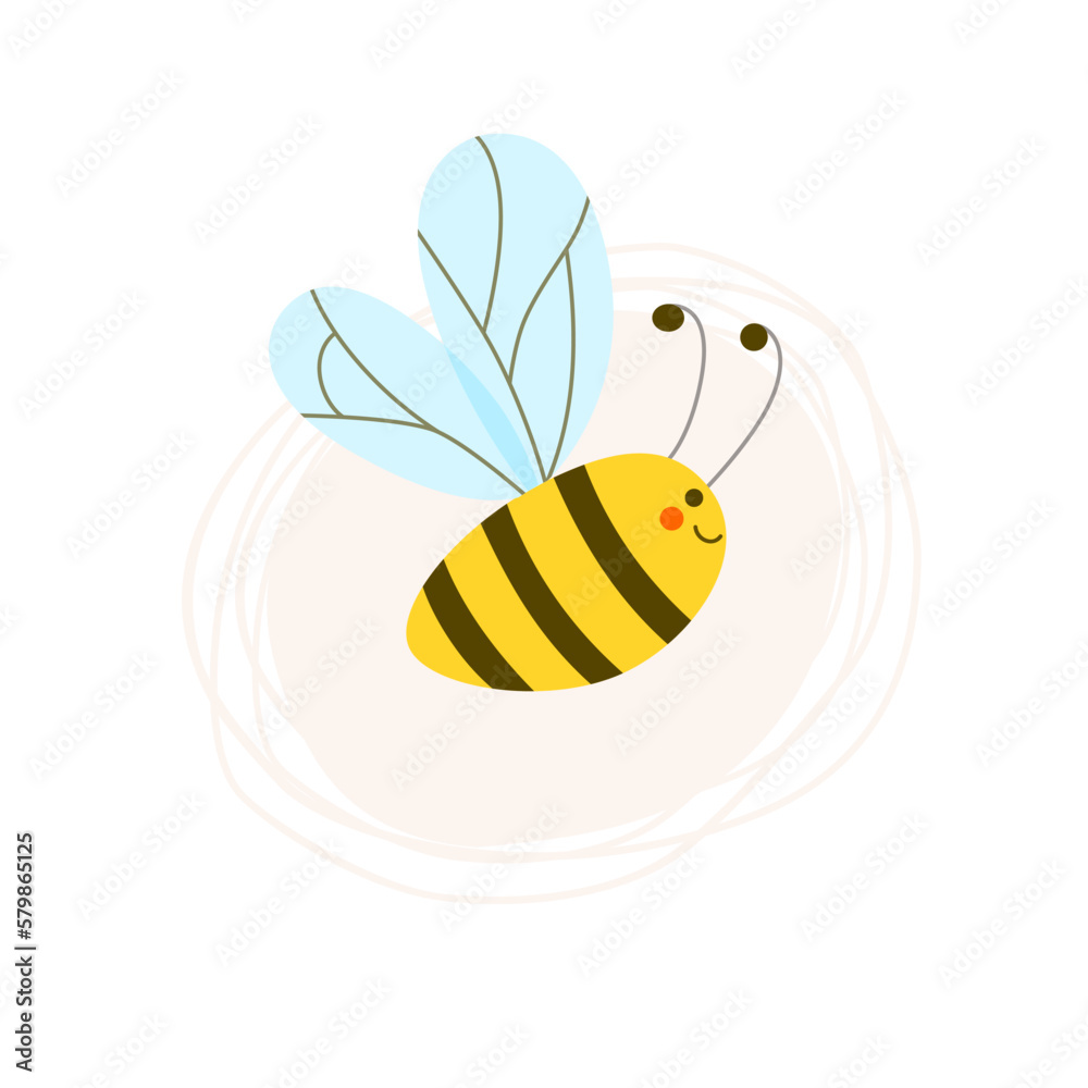 Image vectorielle Stock Cute honeybee with eyes and mouth in flight ...