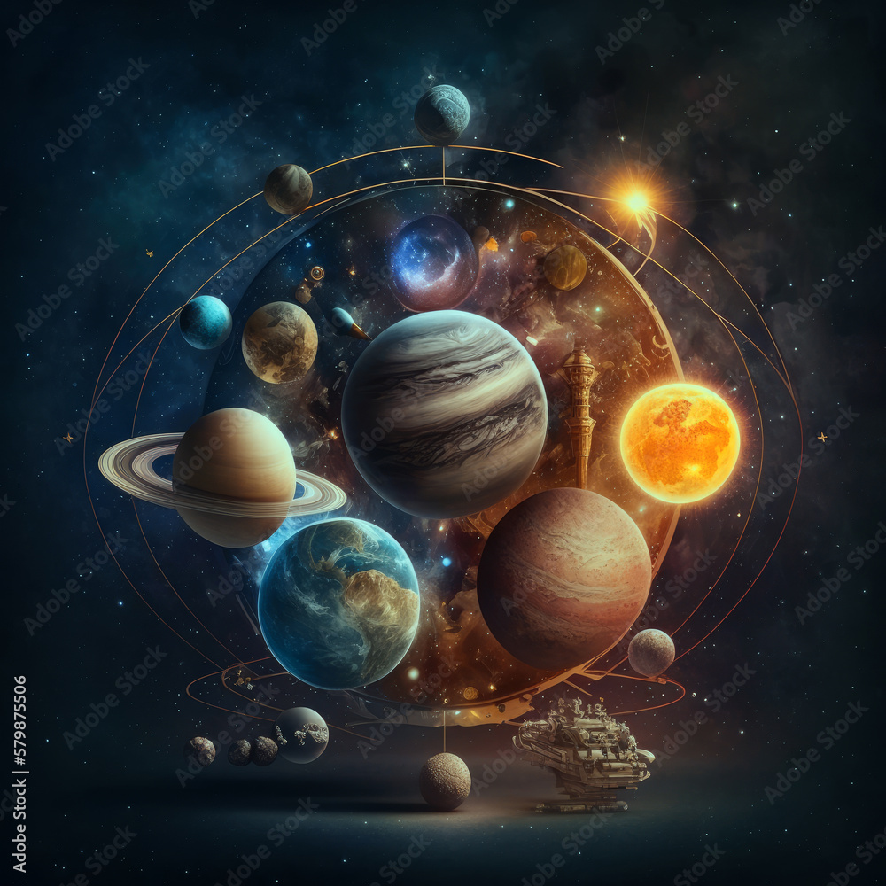 The Solar System in the format of a circle that represents the ...