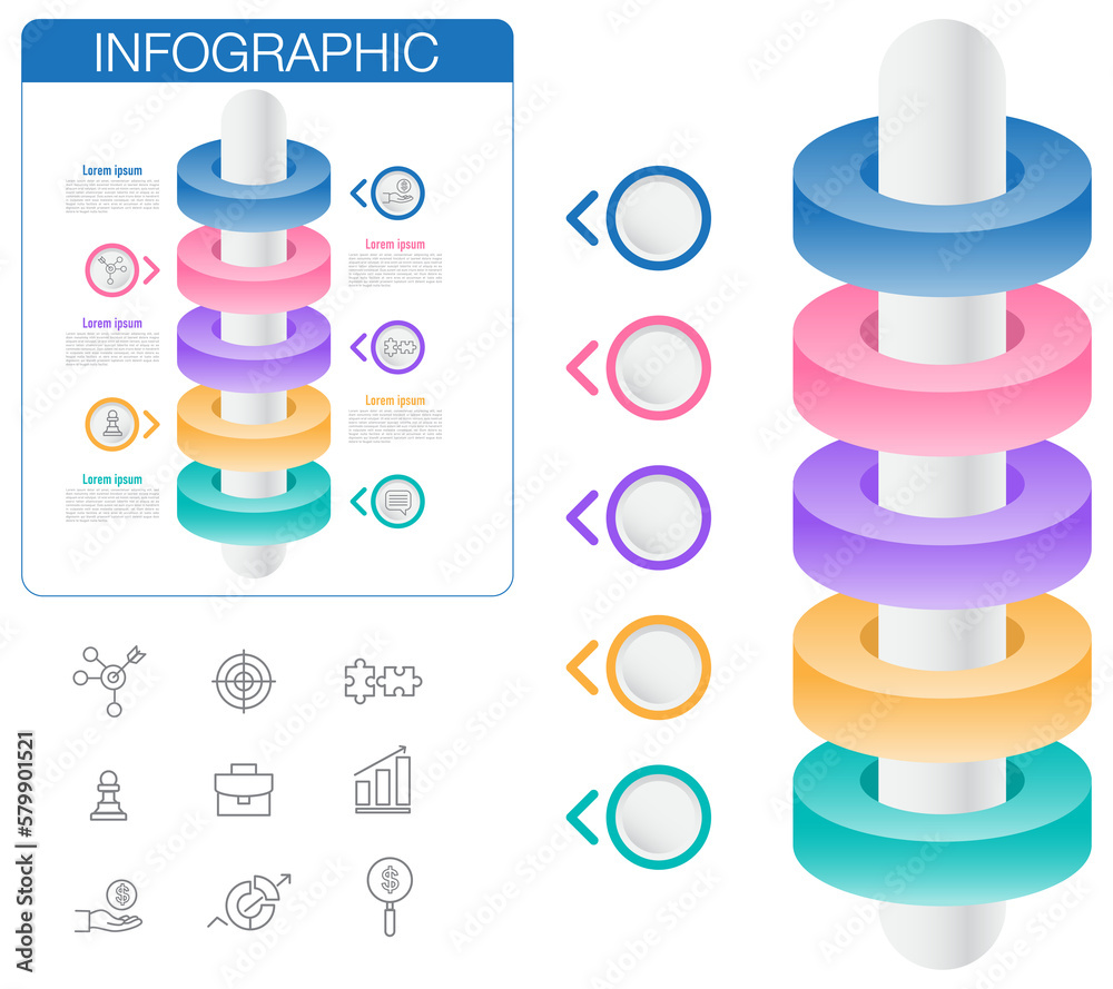 Vector Circle and Steps Template Modern Style Infographic Stock Vector ...
